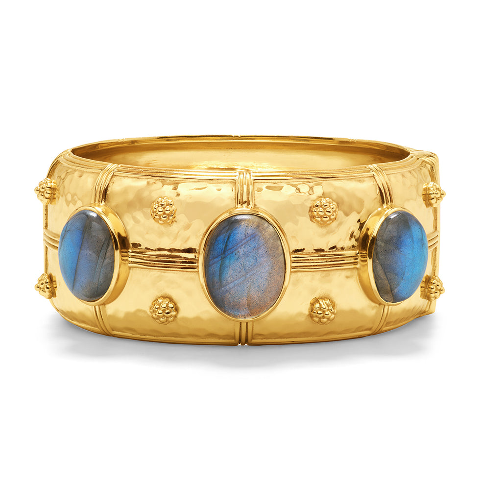 Cleopatra Grande Hinged Bangle - Gold/Blue Labradorite – Shop Juliska