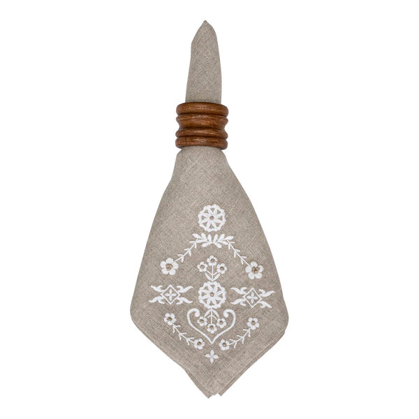 Heidi Embroidered Napkin Set-4 - Natural